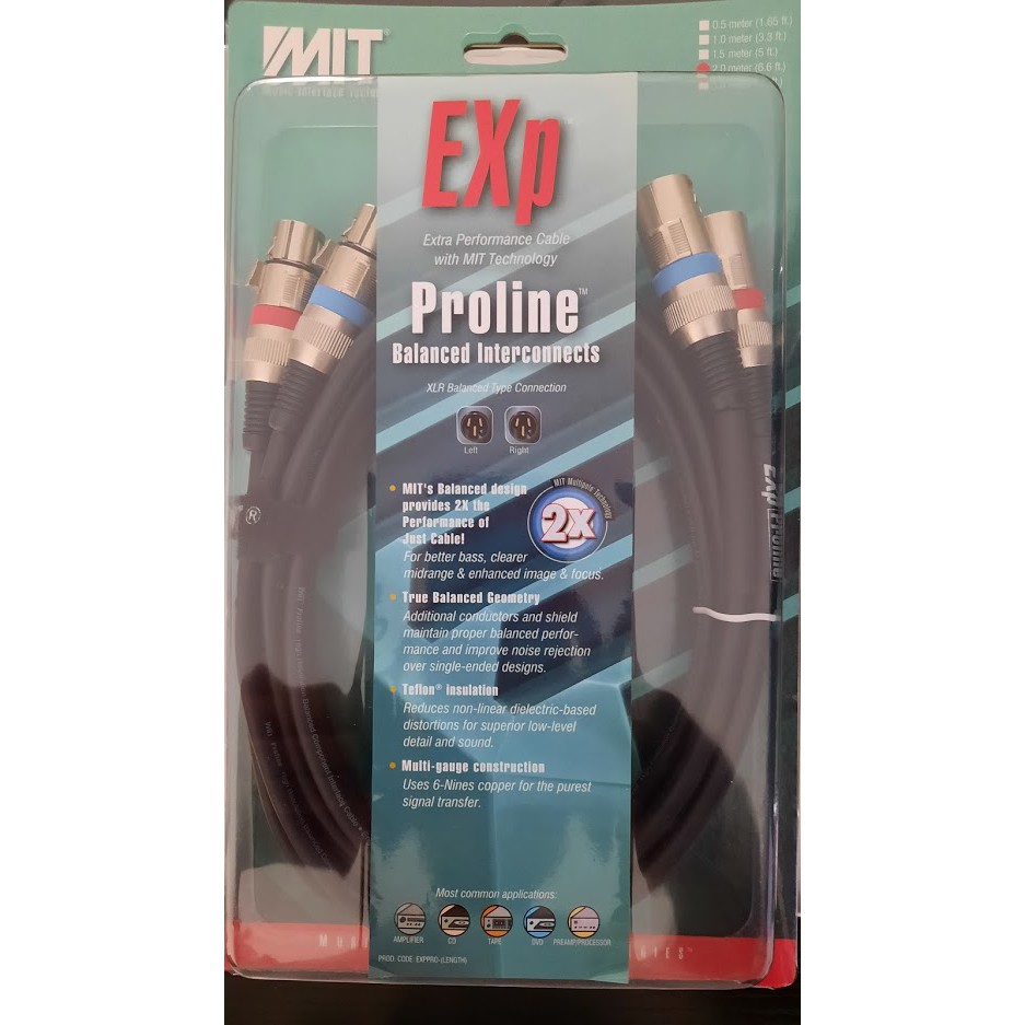 สายสัญญาณเสียงขั้วต่อบาล้านซ์ MIT EXp Proline XLR Balanced Interconnects ความยาว 2 เมตร | Shopee ...