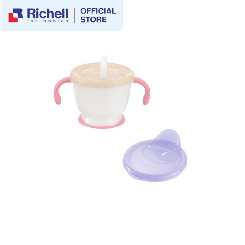 Richell (ริเชล)ถ้วยฝึกดูดAQ พร้อมฝายกดื่ม -Aqualea มีปุ่มกดน้ำ สำหรับเด็กฝึกดูดหลอด หลอดกันสำลัก ...