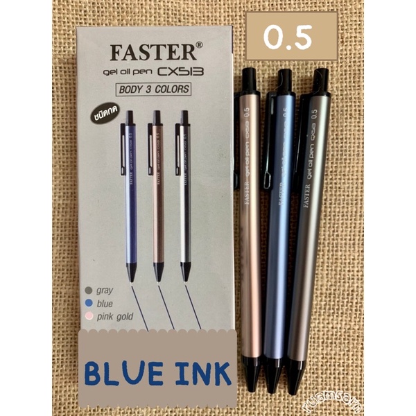 Faster gel oil pen blue ink | Shopee Thailand