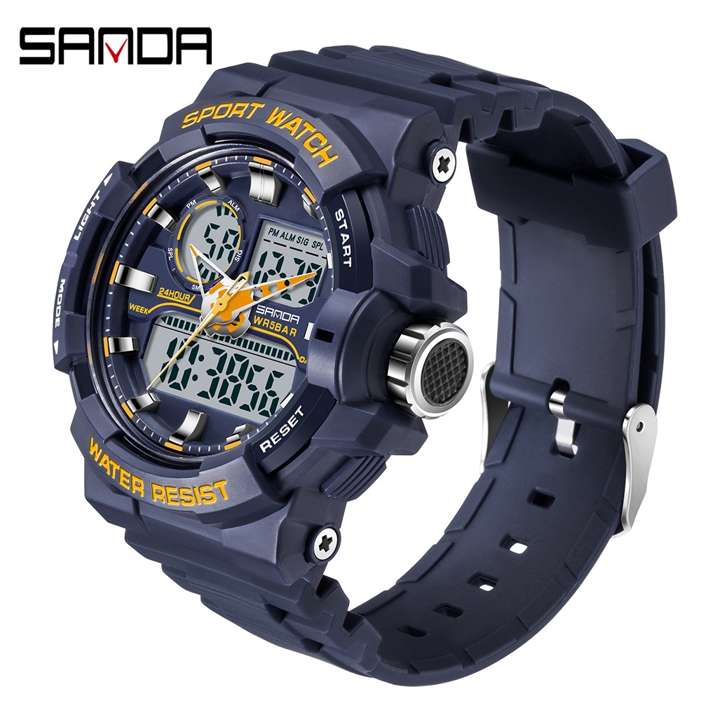 Sanda นาฬิกาข้อมือควอตซ์ดิจิทัล หน้าจอคู่ LED เรืองแสง สําหรับผู้ชาย You Deserve 6025-8 | Shopee ...