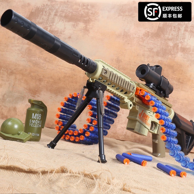 ปืนกระสุนอ่อนไฟฟ้า M416 ของเล่นเด็กปืนเด็ก M2 ปืนกลจำลองไก่ Gatling ...