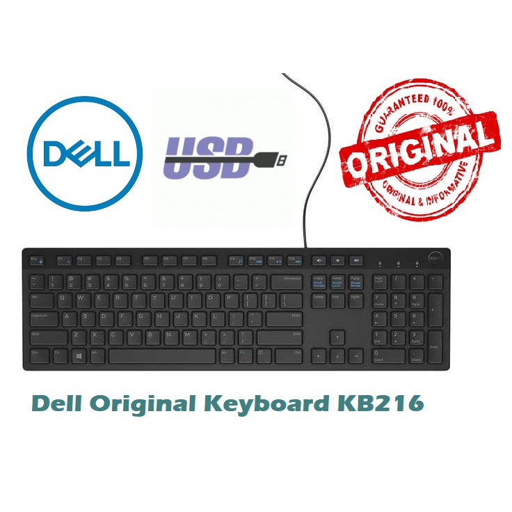 [ใหม่] คีย์บอร์ด Dell USB Quiet Keys มัลติมีเดีย KB216 Ultra Super Slim ...