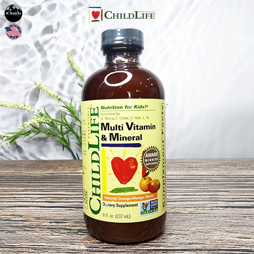 [ChildLife] Essentials Multi Vitamin & Mineral for Kids, Natural Orange ...