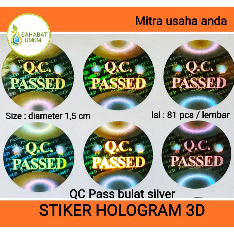 Qc PASS ROUND 3D HOLOGRAM สติ๊กเกอร์ 1.5ซม. สีเงิน | Shopee Thailand