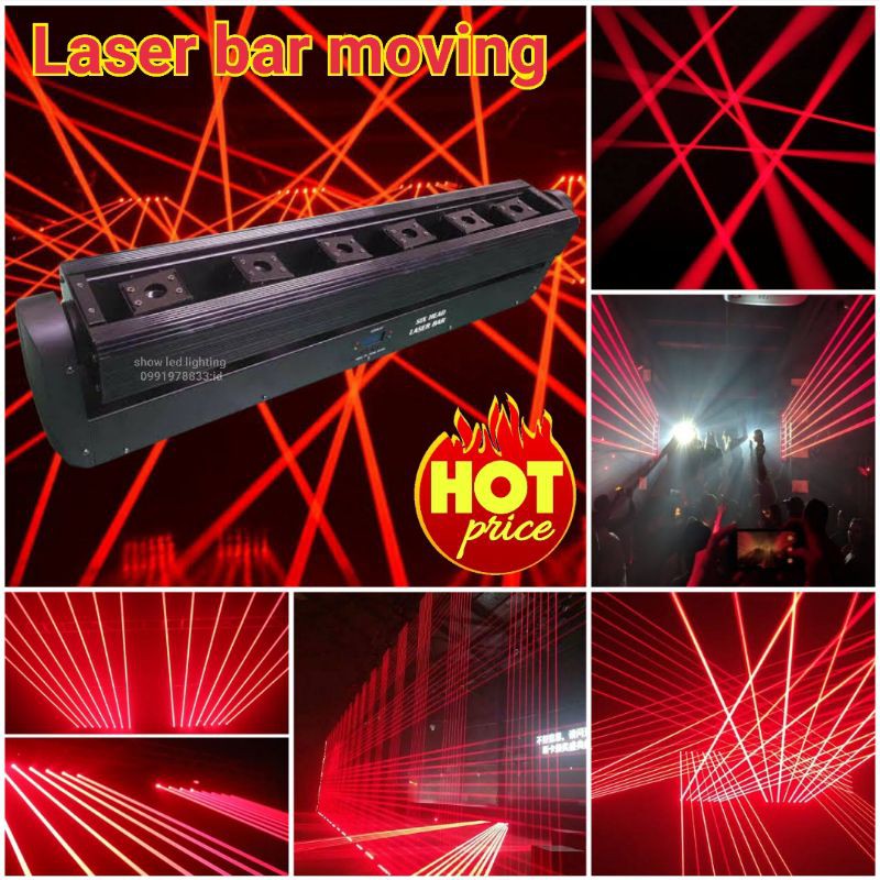 Moving Bar Laser 8 Head (สีแดง) PARTY LIGHT ไฟดิสโก้ ไฟเทค ไฟปาร์ตี้ ไฟ ...