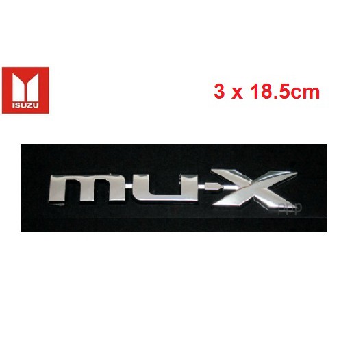 MU-X ชุบโครเมี่ยม แผ่นป้ายติดท้ายรถ 3x18.5 cm ISUZU MUX SUV LOGO อีซูซุ ...
