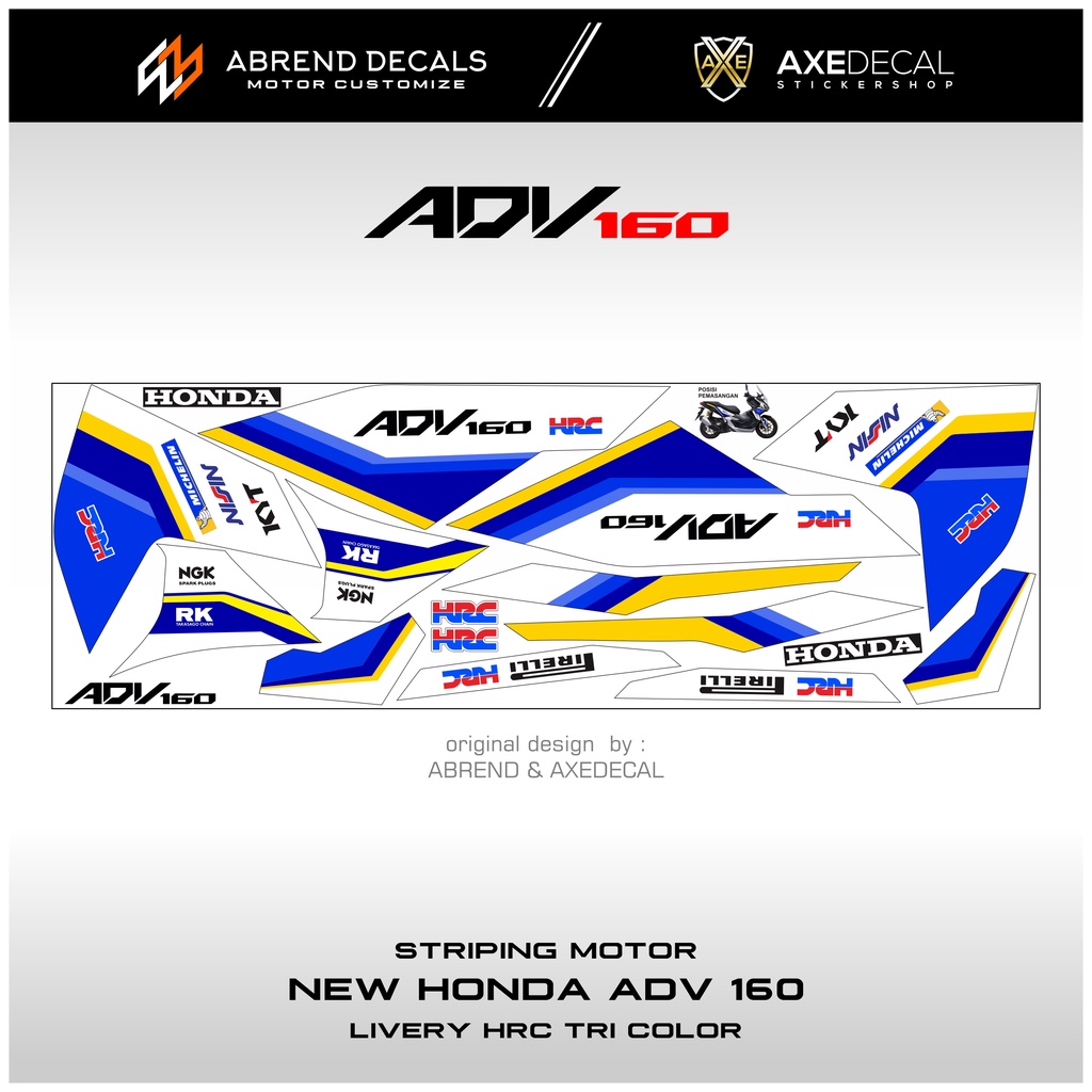 Striping Honda ADV 160 ใหม่ Livery Hrc Racing/สติกเกอร์รถจักรยานยนต์ ...