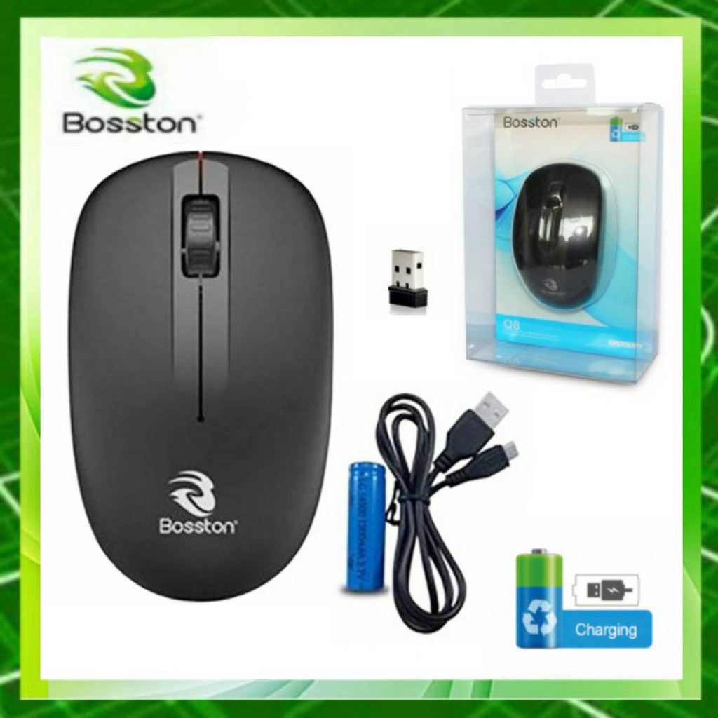 Bosston Wireless Mouse 2.4GHz 1200DPI รุ่น Q8 # เมาส์ไร้สายสามารถชาร์จ ...