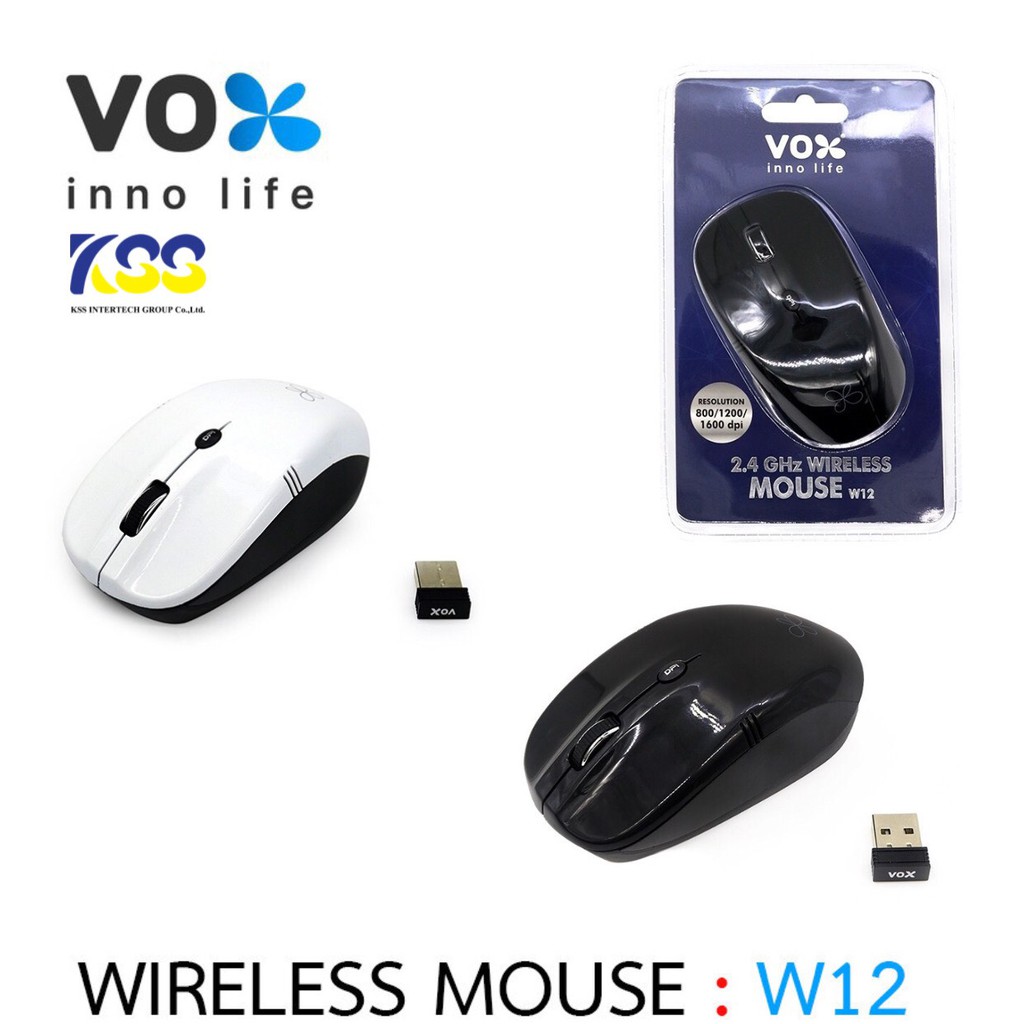 Vox Wireless Optical Mouse รุ่น W12 (Mouse ไร้สาย) รับประกันสินค้า 1 ปี ...