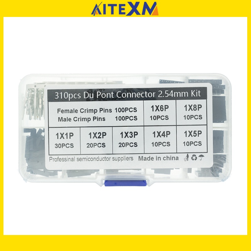 310pcs/A Set Dupont Wire Jumper Pin Header Connector Housing Kit Male ...