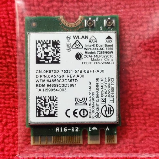 DELL Wireless Card Wifi Intel Dual Band Wireless-AC 7265 7265NGW 0K57GX ...