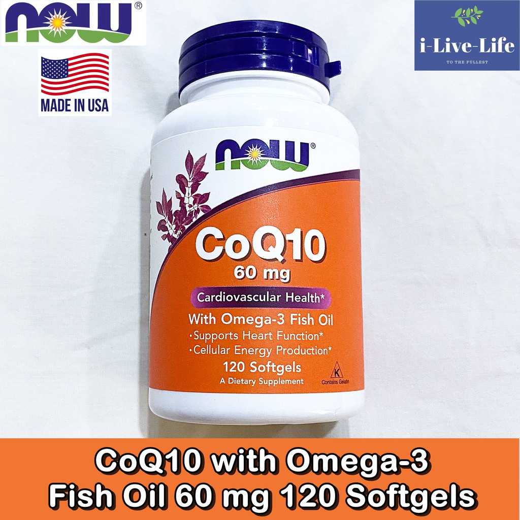 โคคิวเท็น CoQ10 with Omega-3 Fish Oil 60 mg 120 Softgels - Now Foods ...