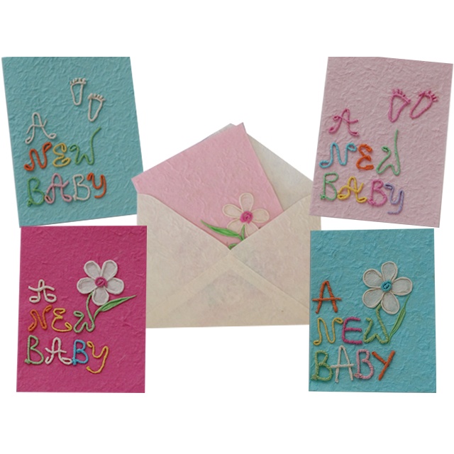 การ์ดอวยพร (ขนาด L) Handmade A New Baby Mulberry Paper Card (Size L ...