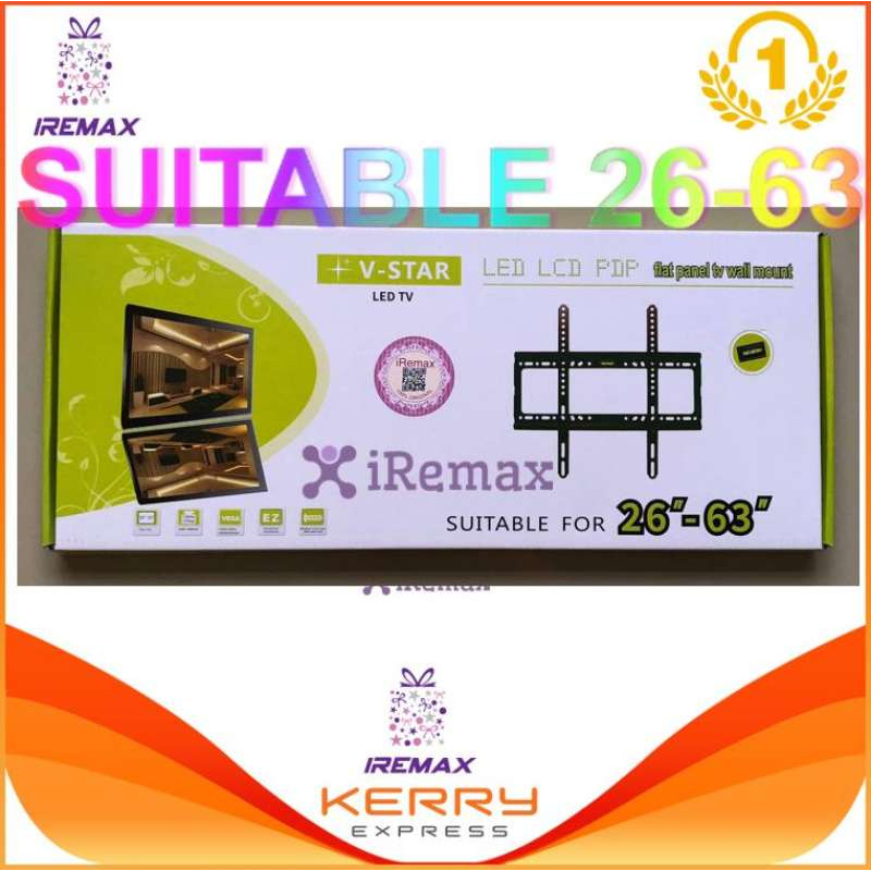 iRemax ชุดขาแขวนทีวี LCD, LED ขนาด 26-63(ติดผนัง แบบฟิกซ์) (สีดำ) | Shopee Thailand