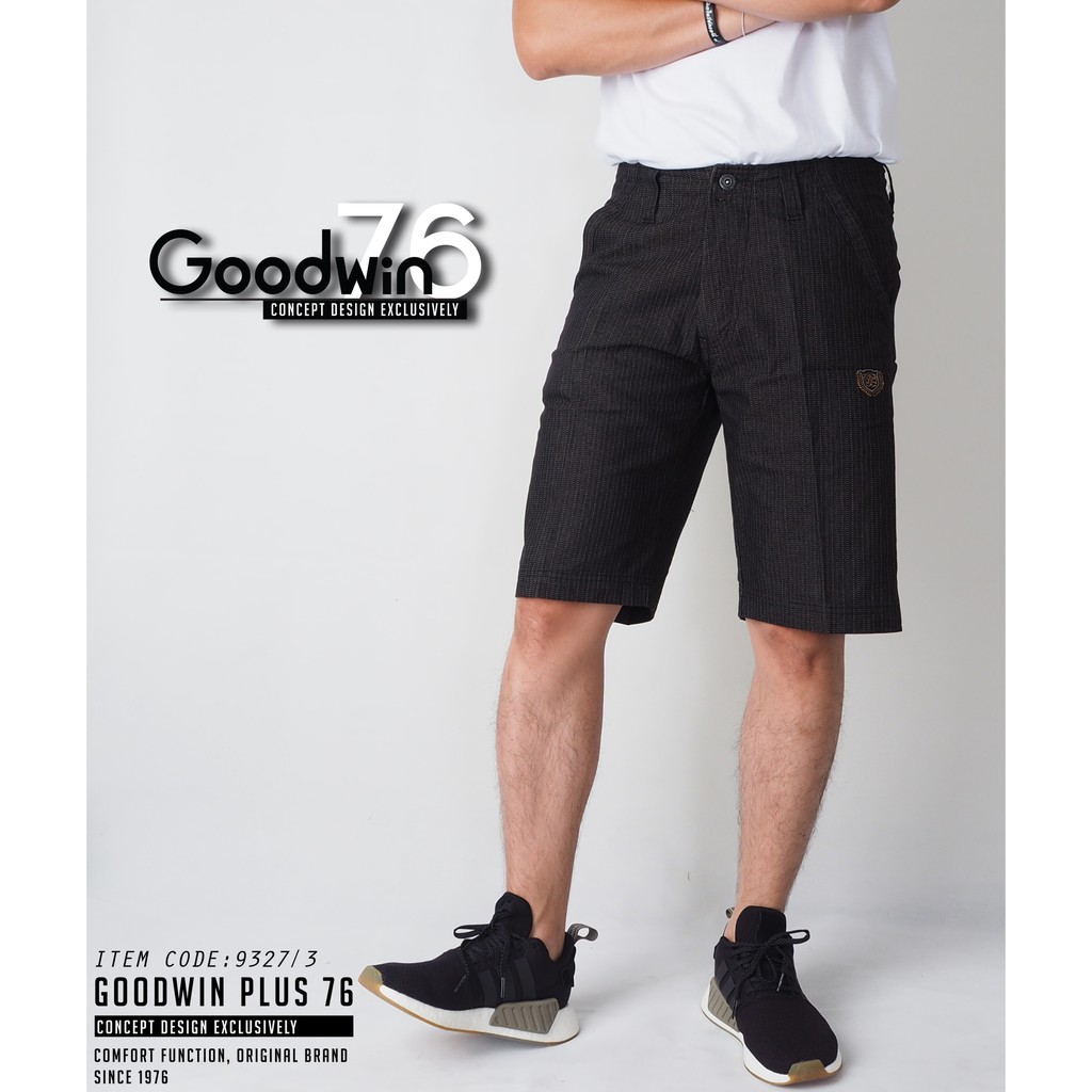 ⚡GW⚡9327 กางเกงขาสั้น ผู้ชาย ผ้ายืด พิมพ์ลาย ลายริ้ว ยาว 22 นิ้ว ไซส์ 30-36 Goodwin Brand ...