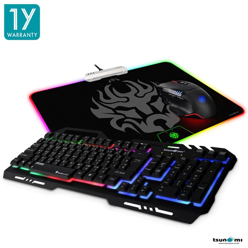 Tsunami PUBG Pro Combo GM-502 8D Mouse + GK-10 + MP-03 RGB Mouse Pad ...