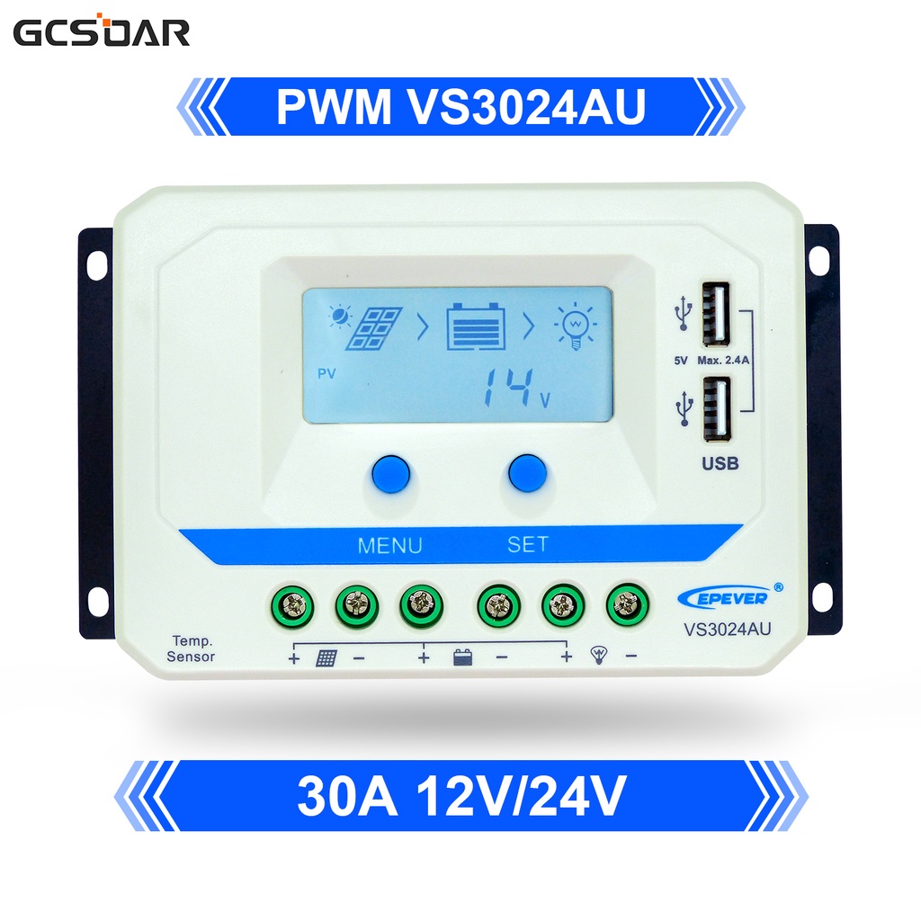 Epever Solar Charge Controller 30A 780W 12V / 24V พอร ์ ต USB คู ่ 5V ...