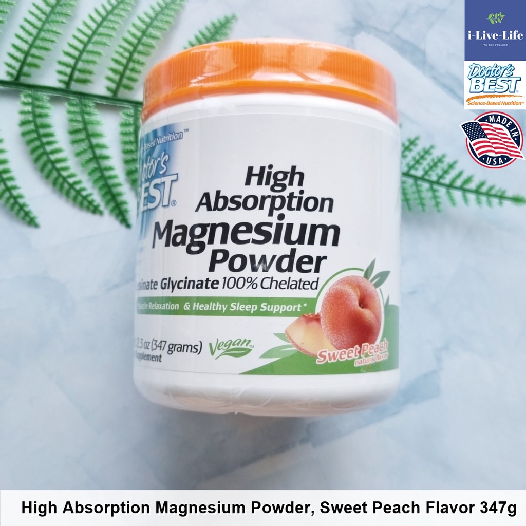 Doctor's Best - High Absorption Magnesium Powder, Sweet Peach Flavor ...