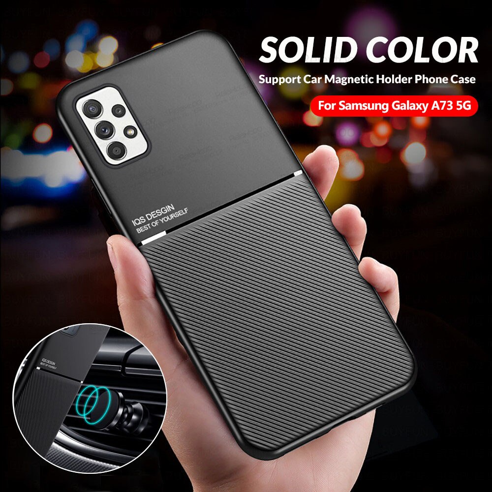 For Samsung Galaxy A73 5G Case Car Magnetic Holder Matte Back Cover For ...