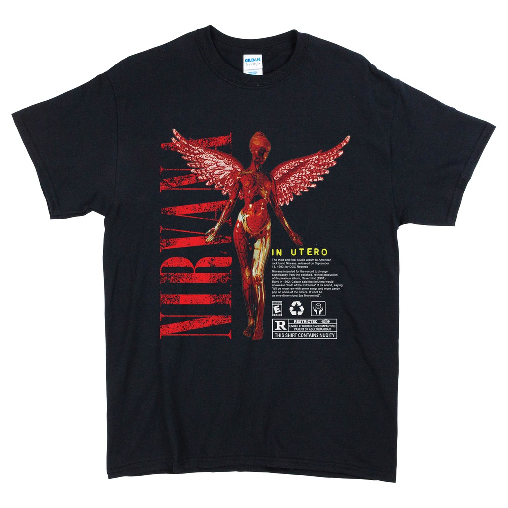 เสื้อยืดคอกลม(Cod) เสื้อยืด ลาย NIRVANA BAND - IN UTERO MERCH UNISEX ...