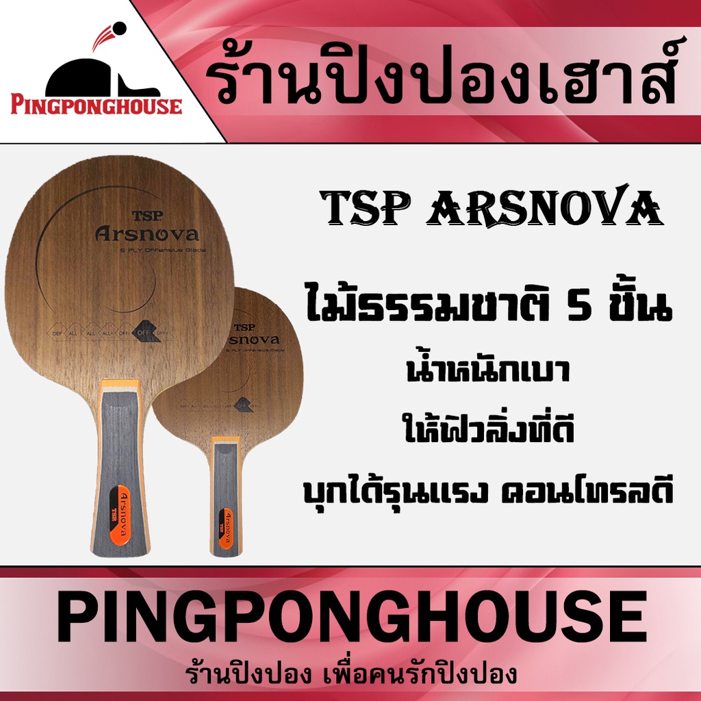 Pingponghouse ไม้ปิงปอง Tsp Arsonva ไม้เปล่าธรรมชาติ 5 ชั้น ฟิลแข็งปาน ...