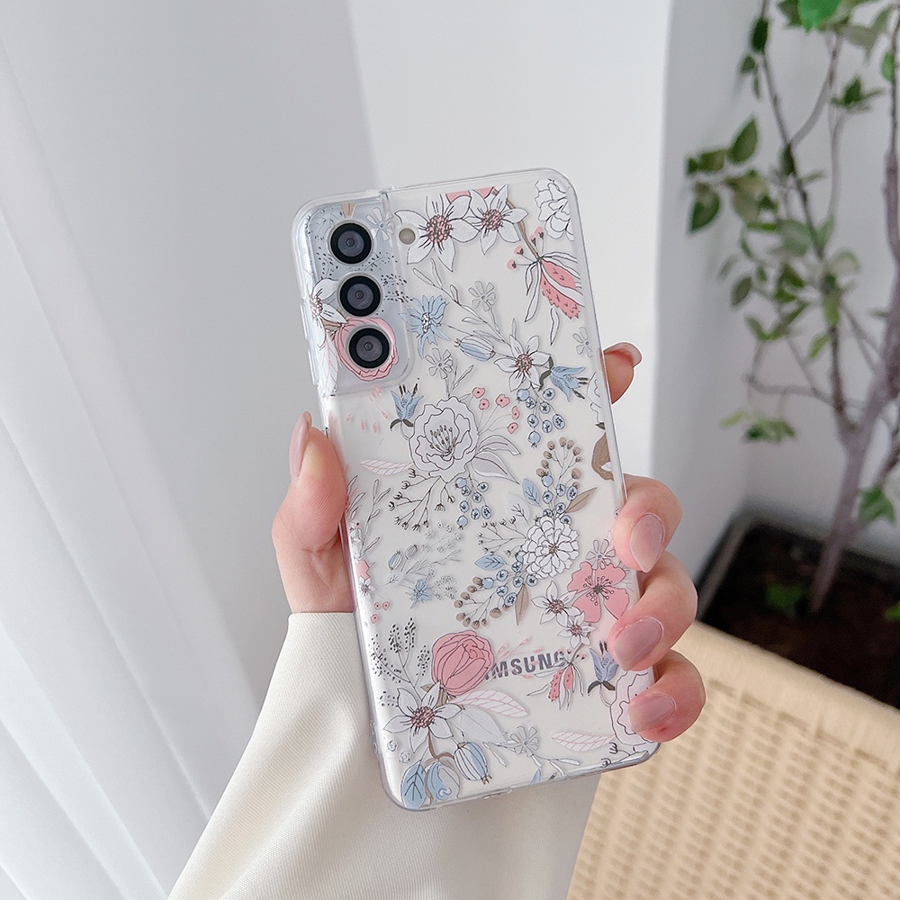 เคสโทรศัพท์มือถือแบบนิ่ม ใส ลายดอกไม้ สําหรับ Samsung Galaxy A05 A05S A14 A15 A23 A25 A34 A54 ...
