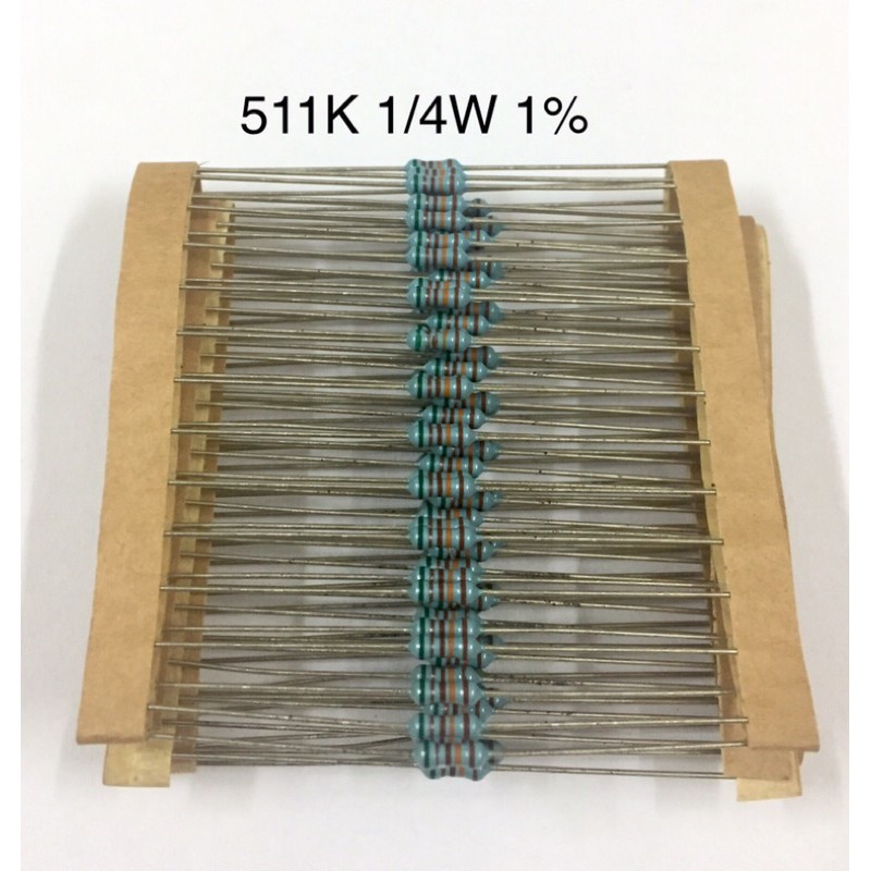 50ชิ้น 511K 1/4W 1% Resistor ตัวต้านทาน 511กิโลโอห์ม 1/4วัตต์ ค่าความ ...