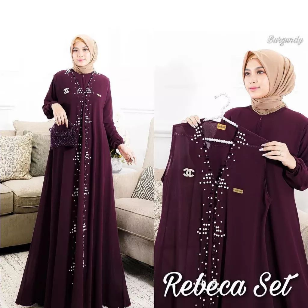 Rebea Set Gamis Iner และ Outer แยกพยาบาล Set, วัสดุ Ceruty Babydoll ...