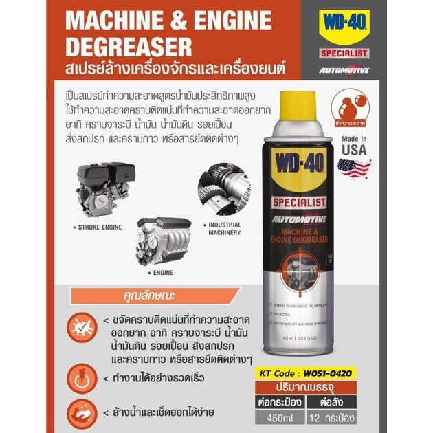 WD-40 AUTOMOTIVE MACHINE & ENGINE DEGREASER สเปรย์ล้างคราบไขมันและ ...