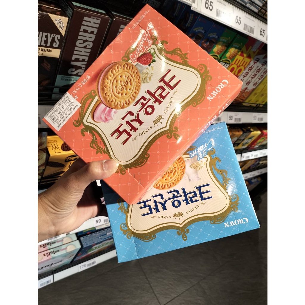 crown sando cream บิสกิตสอดไส้ รสนม รสสตอเบอรี่ครีมชีส crown sando ...