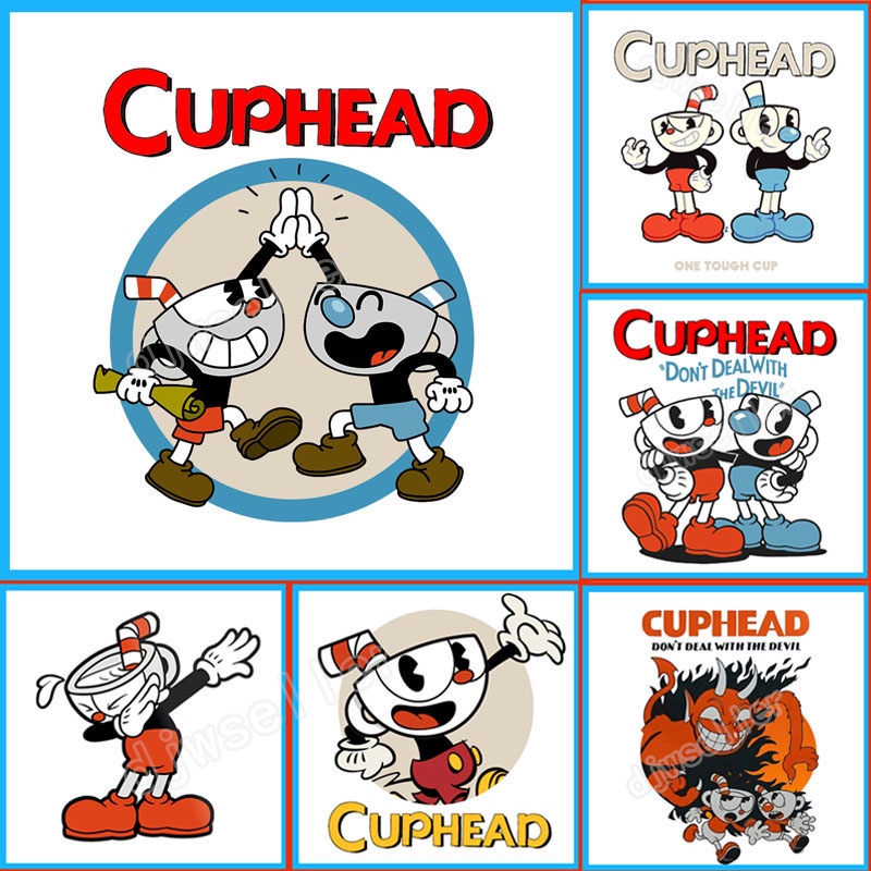 Cuphead แพทช์รีดผ้า A-level ล้างทําความสะอาดได้การ์ตูนเสื้อผ้า DIY ...