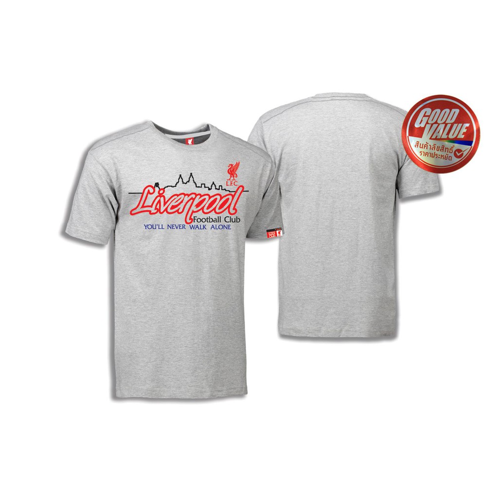เสื้อยืด ลิขสิทธิ์แท้ Liverpool ลิเวอร์พูล T-shirts รุ่น LFC-017 สีเทา Topdry | Shopee Thailand