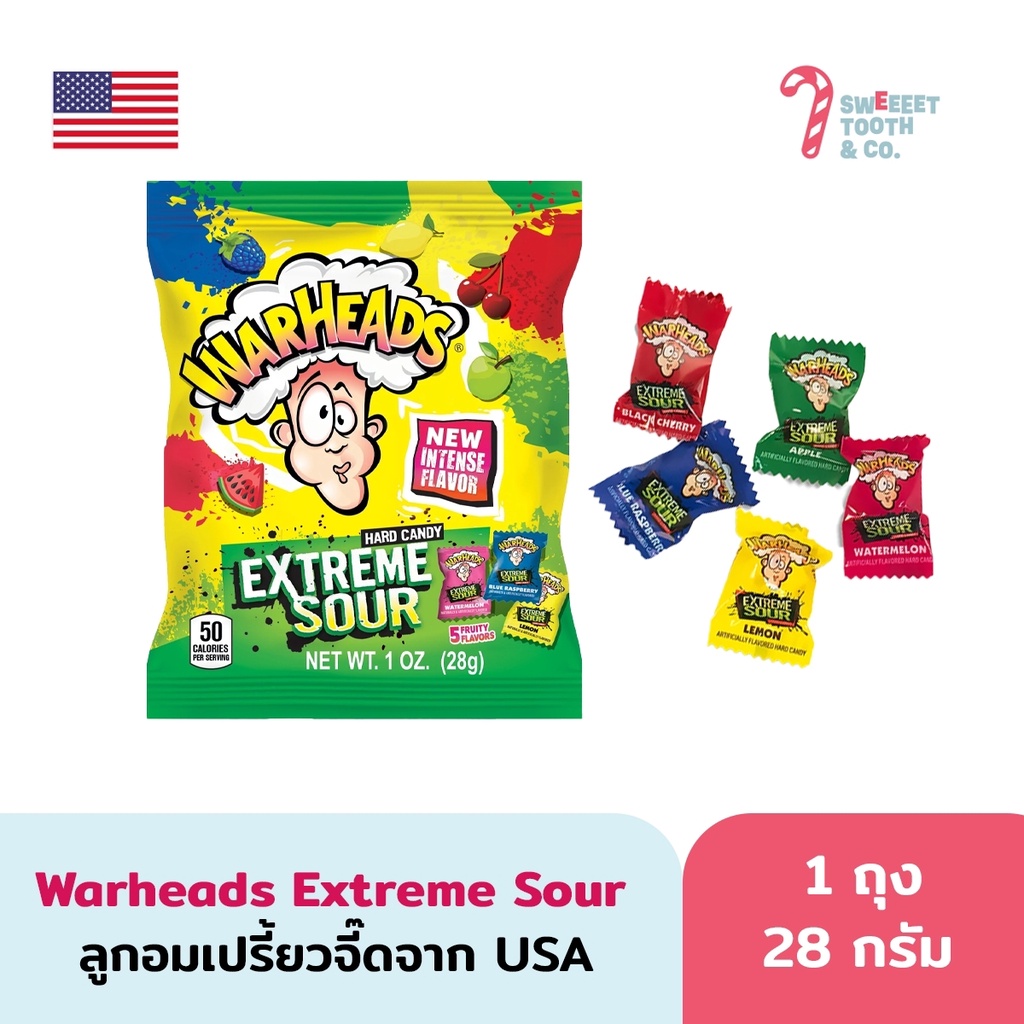 Warheads Sour Hard Candy ลูกอม USA เปรี้ยวจี๊ดดด ขนมอเมริกา | Shopee ...