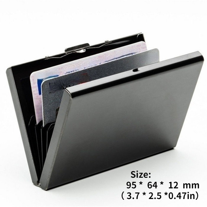 Anti-scan Metal Case Slim RFID Blocking Wallet Clip ID Credit Card ...