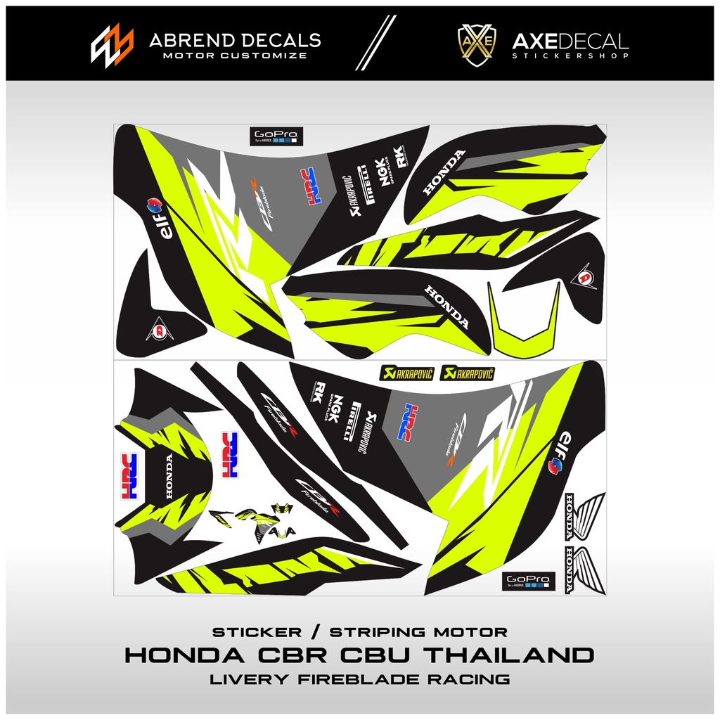 สติกเกอร์ ลาย CBR CBU Thailand Livery Fireblade Tri Color Racing Honda ...