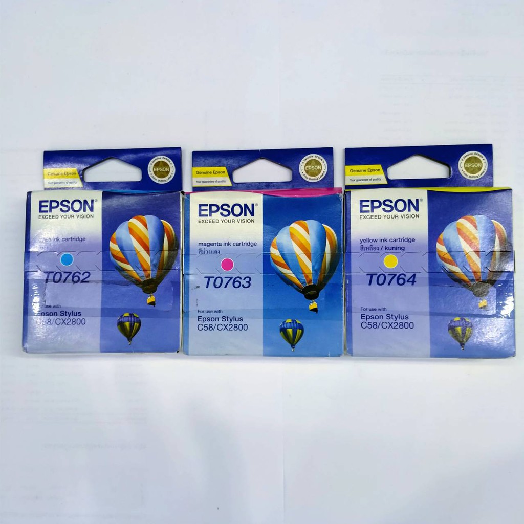 EPSON T076 (Original) ตลับหมึก Epson T0762 C, T0763 M, T0764 Y ของแท้ ...