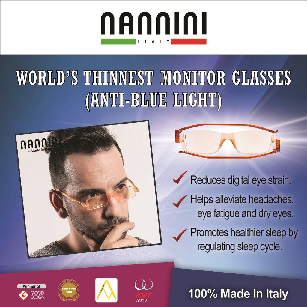 แว่นตา Nannini Italy Monitor (ป้องกันแสงสีฟ้า) | Shopee Thailand