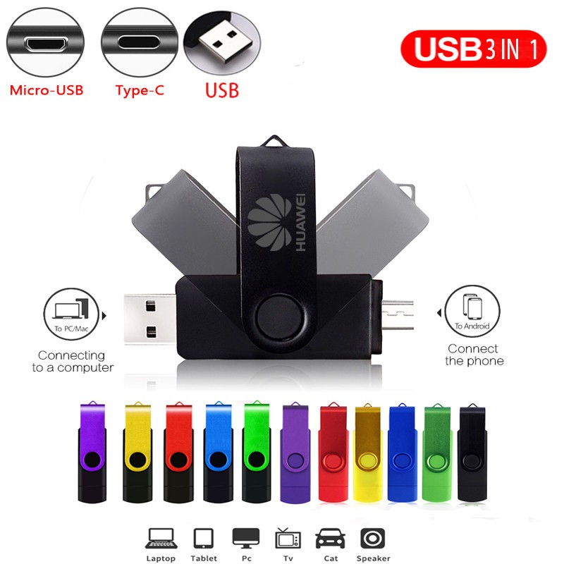 ดิสก์แฟลช USB ความเร็วสูง Huawei 2TB 512gb USB 2.0 การ์ดแฟลช OTG โลหะ ...