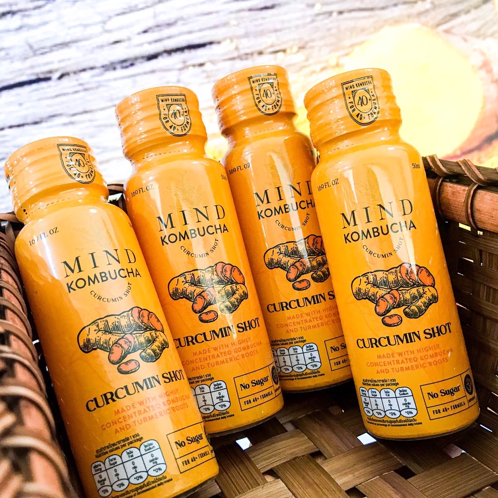 (Set 4 ชิ้น) Curcumin Shot ชาเขียวผสมขมิ้นชัน สโคบี ตรา มายด์คอมบูชะ ...