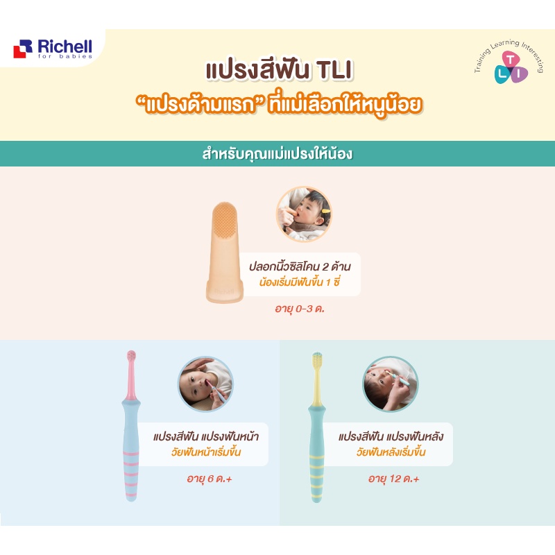 Richell แปรงสีฟันริเชล สำหรับคุณแม่แปรงให้น้อง (วัยเเรกเกิดถึง 12 เดือน ...