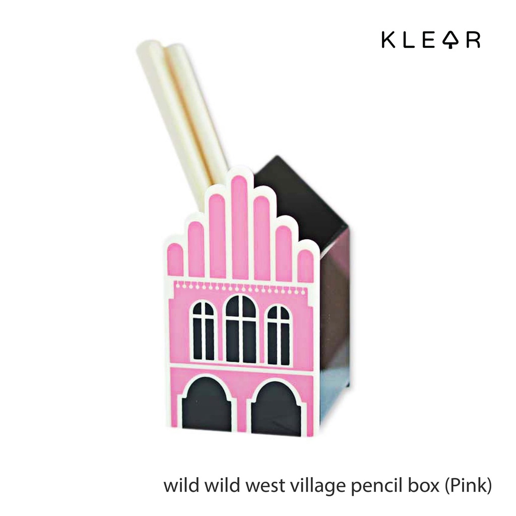 KlearObject wild wild west village pencil box (Pink) กล่องอะคริลิคใส่ปากกา กล่องใส่ดินสอ ที่ใส่ ...