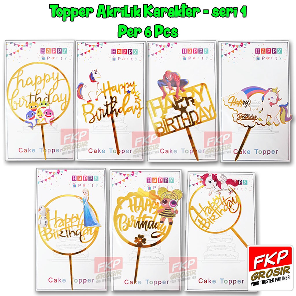 Fkp WHOLESALE ต่อ 6 ชิ้น - เค้กวันเกิดอะคริลิค Topper Character Series ...