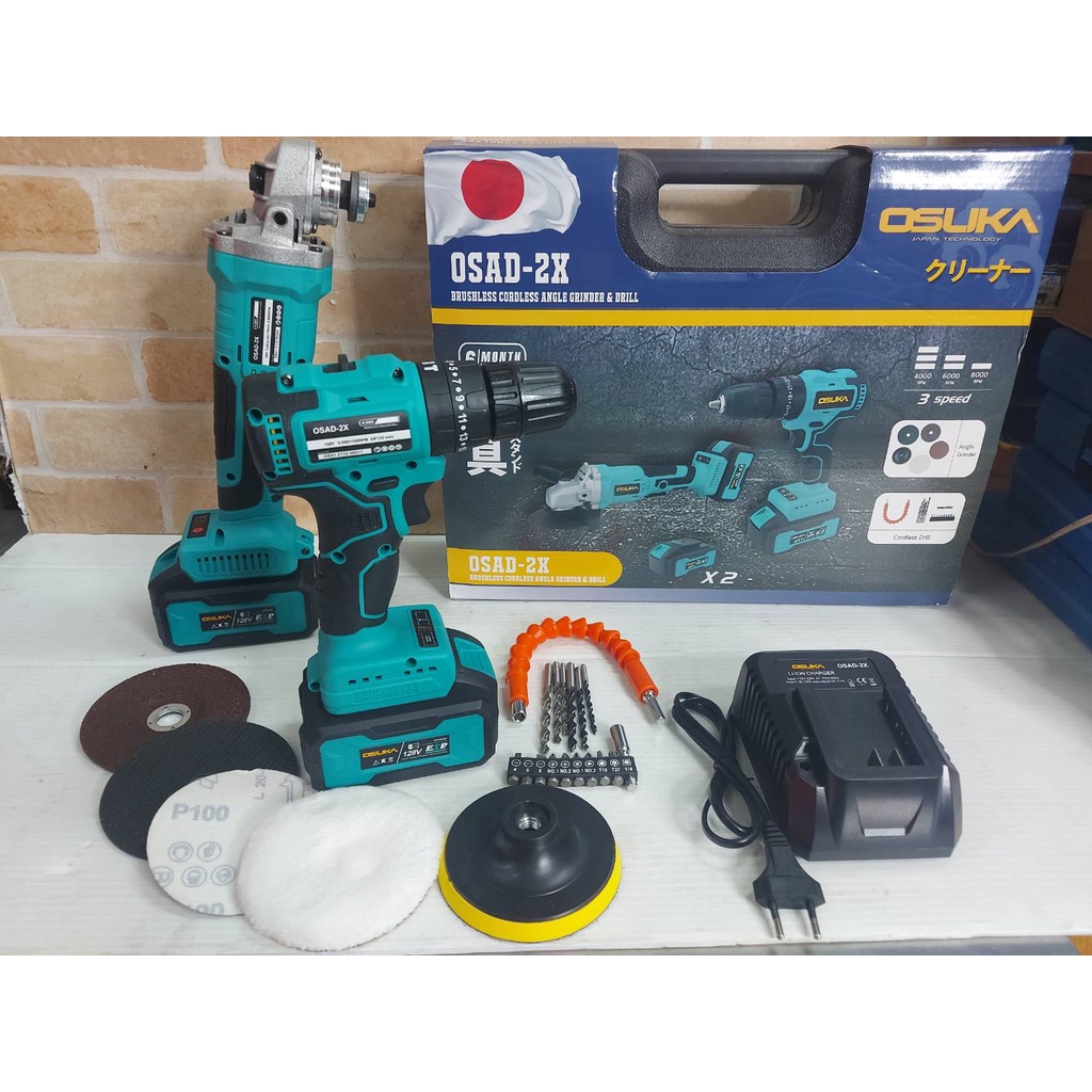 OSUKA สว่านไร้สาย + หินเจียรไร้สาย (ครบเซ็ต) OSUKA 128V. | Shopee Thailand