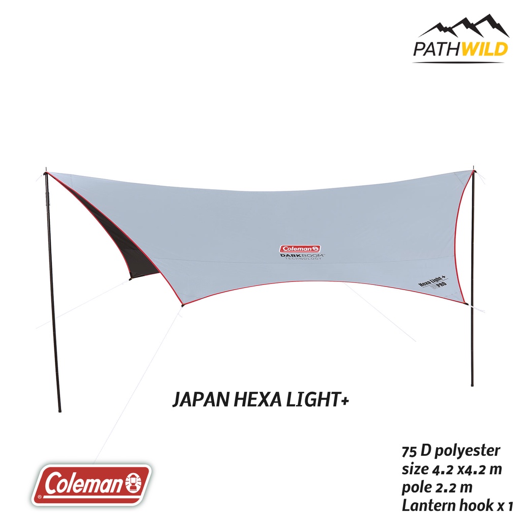 TARP ทรงค้างคาว COLEMAN JAPAN HEXA LIGHT+ ขนาด 420 x 420 cm พร้อมเสาสูง ...