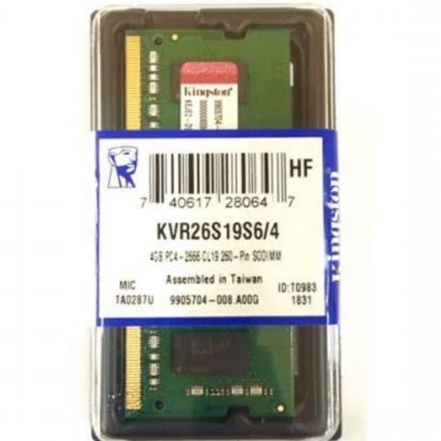 RAM N/B 4GB/2666 DDR4 KINGSTON ( KVR26S19S6/4 ) | Shopee Thailand