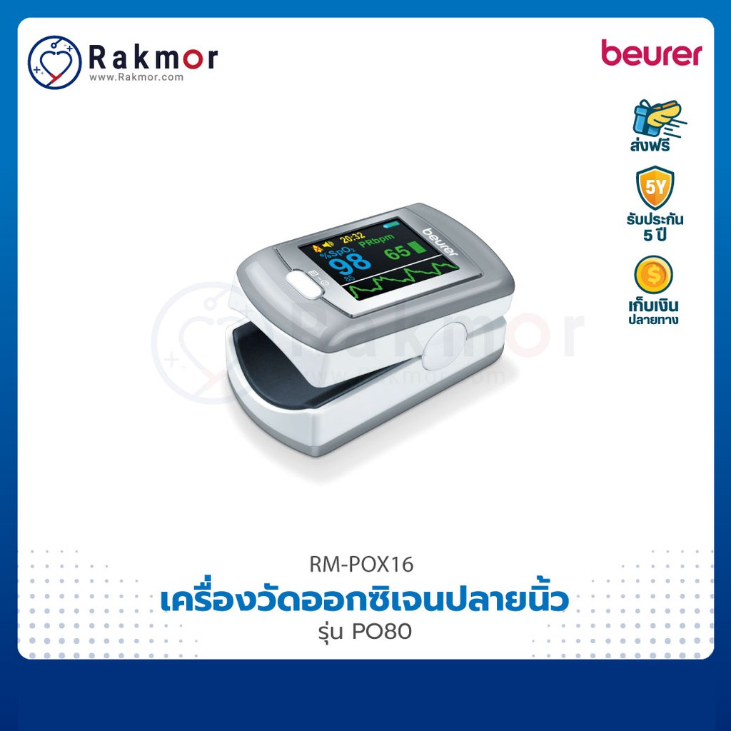 ⚡ประกันศูนย์ 5 ปี⚡Beurer Pulse Oximeters เครื่องวัดออกซิเจนในเลือด รุ่น PO80 เครื่องวัดออกซิเจน ...