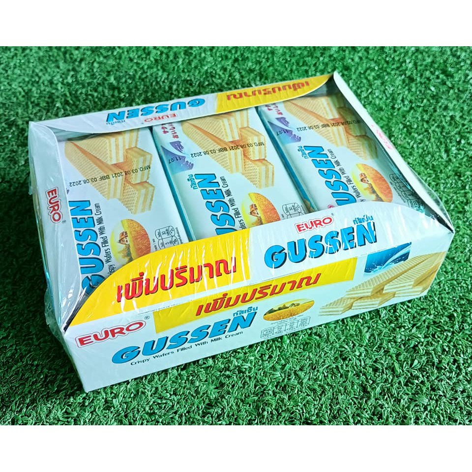 กัสเซ็น เวเฟอร์สอดไส้ครีม รสนม ขนาด 22กรัม ยกแพ็ค 12ซอง GUSSEN WAFER ...