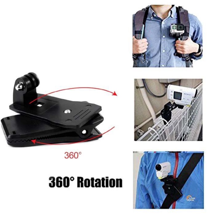 ที่หนีบกระเป๋ากล้องโกโปร GoPro Bag Clip หมุนได้ 360 องศา Action Camera ...
