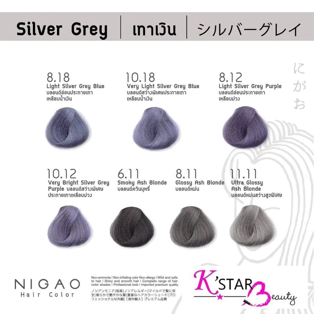 NIGAO Hair Color Silver gray Collection (โทนสีเทา) | Shopee Thailand