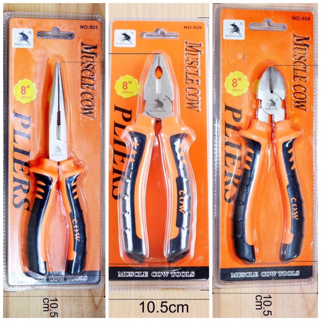 MUSCLE COW คีมปากแหลม ปากเฉียง และ ปากจิ้งจก 8" อย่างดี TD | Shopee ...